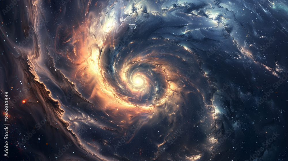 Spiral galaxy in infinite space. Impressive swirls and colorful ...