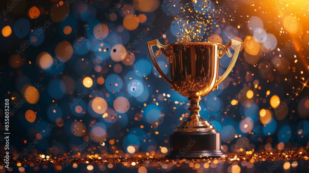 Modern representation of a realistic winner trophy Polygonal wireframe ...