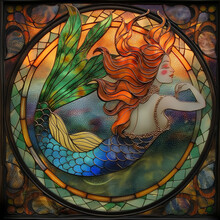 Mermaid Stained Glass Free Stock Photo - Public Domain Pictures