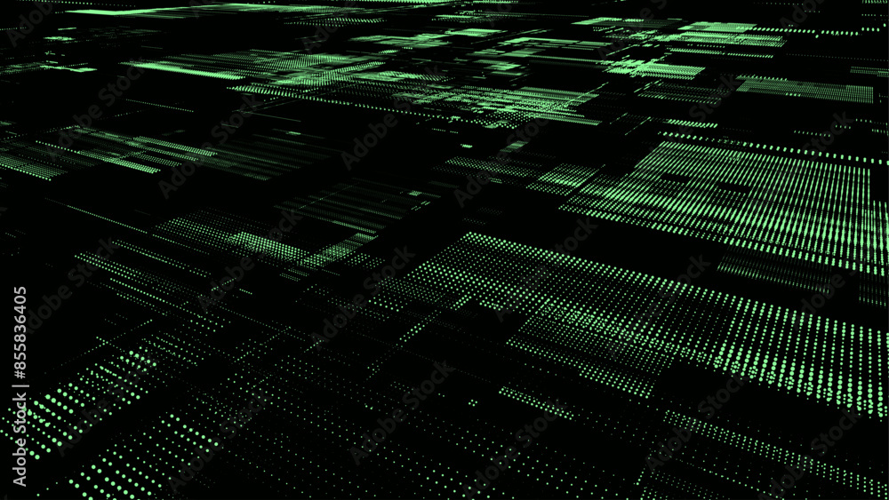 Abstract digital cyberspace with moving particles. Cyber security ...