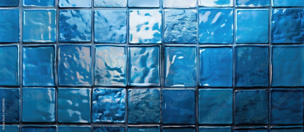 blue square tile in the bathroom background. with copy space image ...
