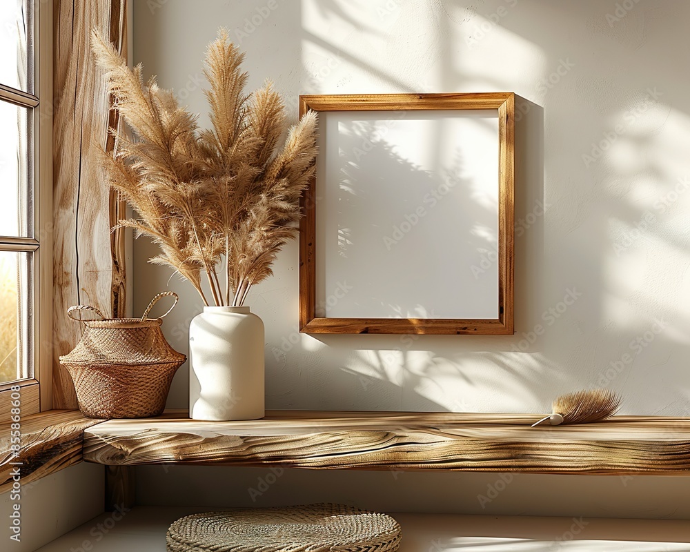 dark wooden picture frame in a modern Australian home. White background ...
