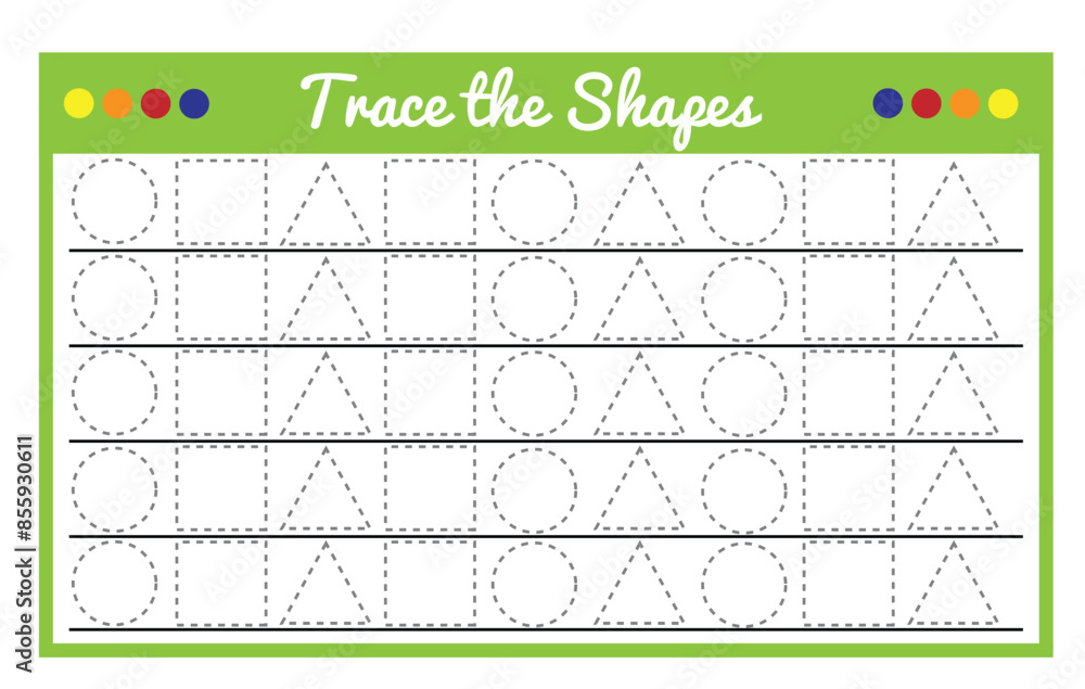 Trace Different Shapes Handwriting Practice for Children. Exercise page ...