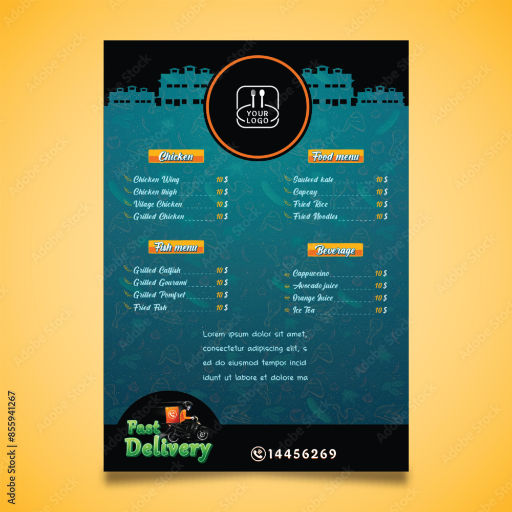 Restaurant Menu for fried chicken restaurants and others Stock Vector ...