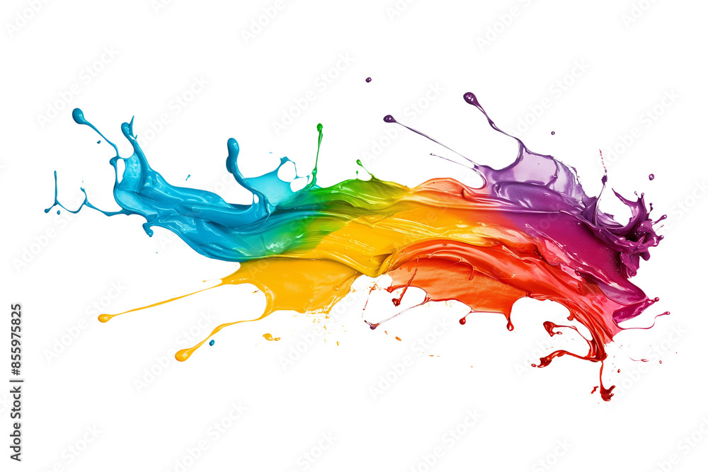 Colorful paint splash isolated on a PNG transparent background. Vibrant ...