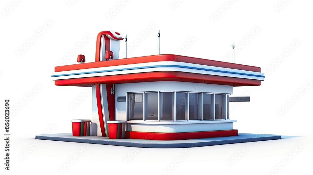 Retro Diner. Small 1950s style fast food restaurant building with large ...