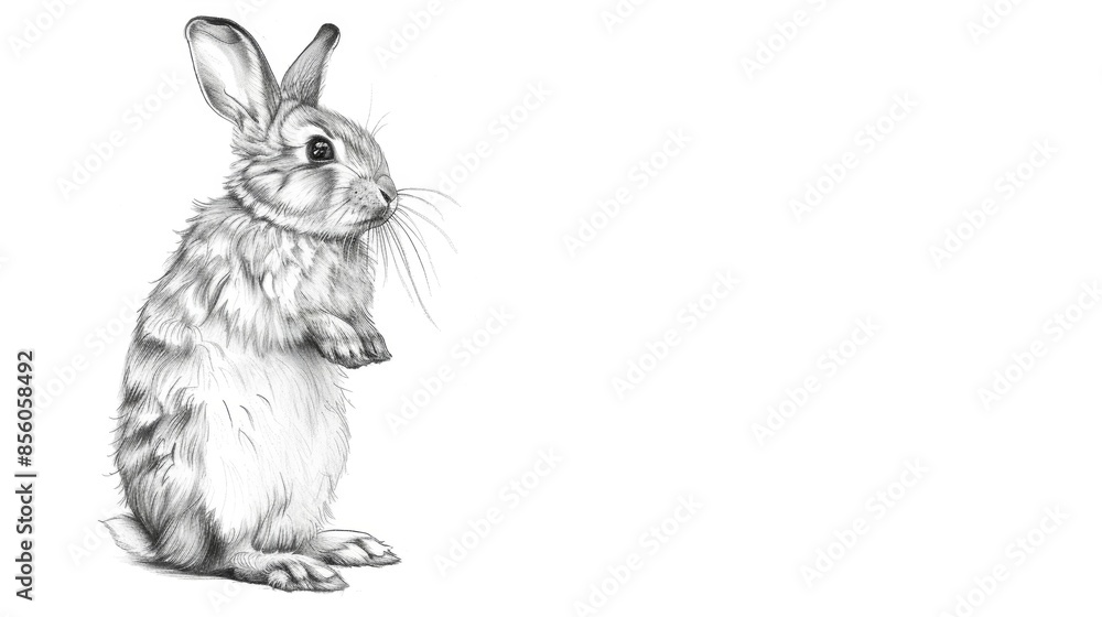 Line drawing of rabbit over white background. Stock Illustration ...