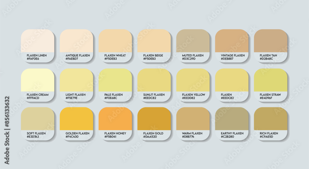 Flaxen Color Palette, Flaxen Color Guide Palette with Color Names ...
