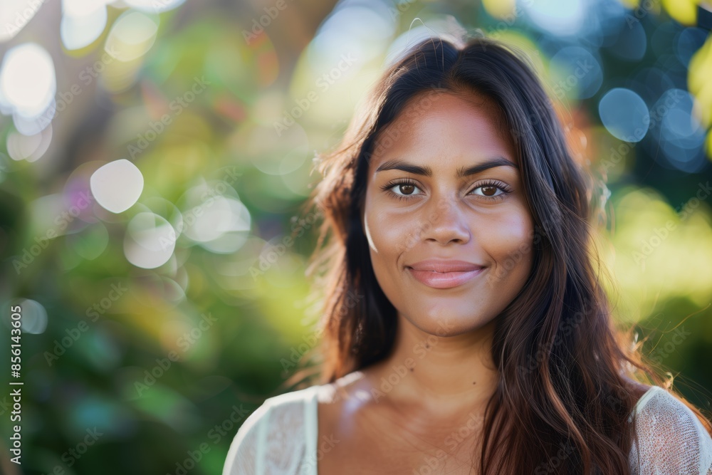 Beautiful Aboriginal Woman Smiling Outdoors Stock Photo | Adobe Stock