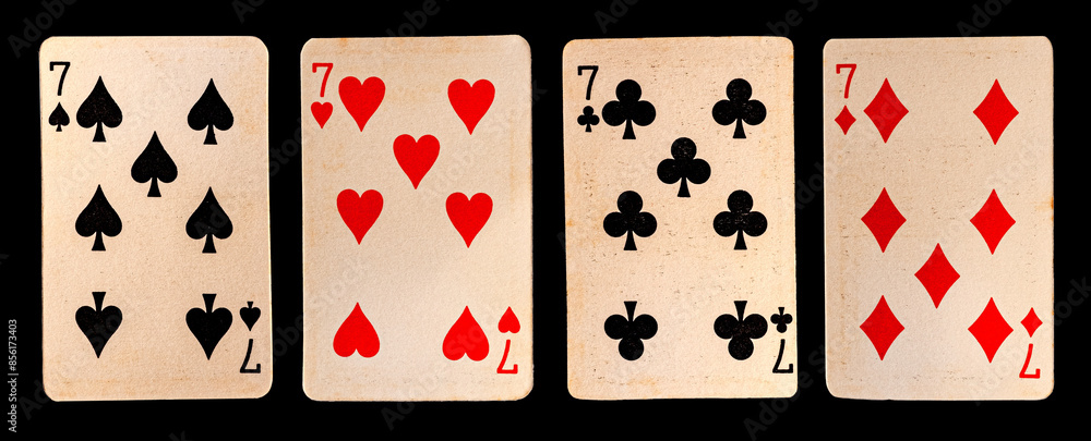 sevens cards full set of old real vintage poker cards with aces kings ...