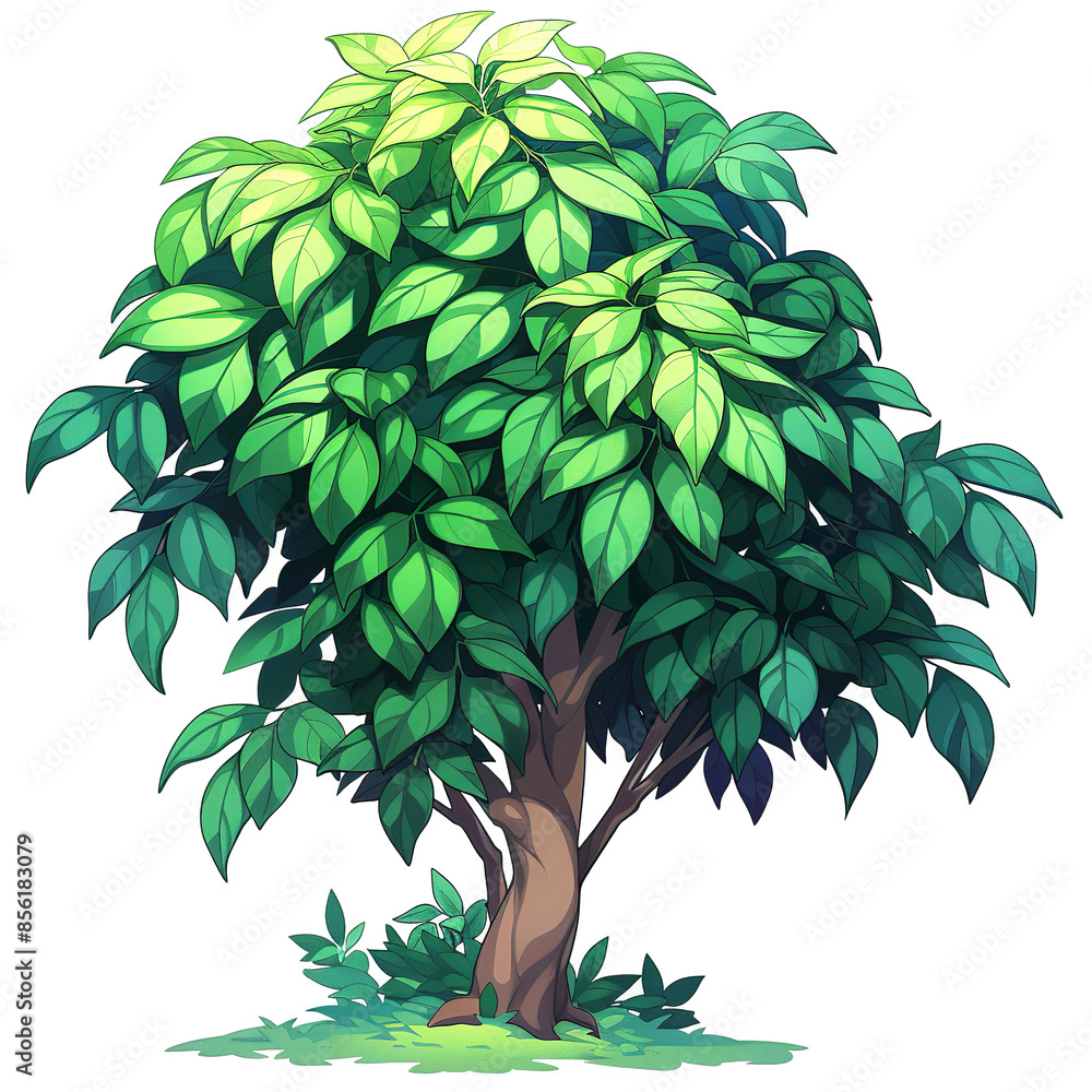 Neem tree cartoon isolated on a white background. Cartoon Neem tree ...