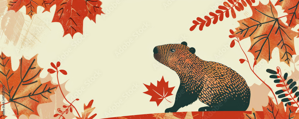 Canada Day background with a retro design featuring classic Canadian ...