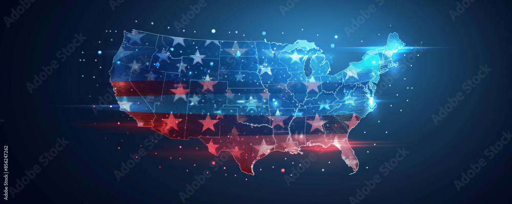 Independence Day USA background with a detailed map of the United ...
