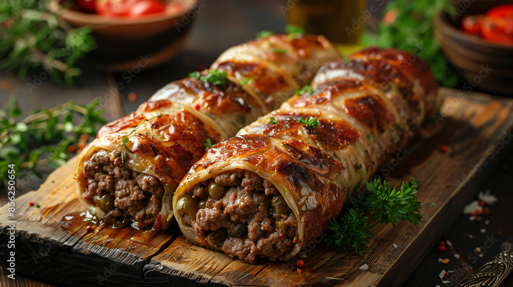Stock-Foto „Traditional Turkish crispy sigara borek rolls with minced ...