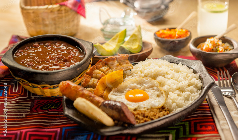 Authentic Bandeja Paisa traditional Colombian food platter Stock Photo ...