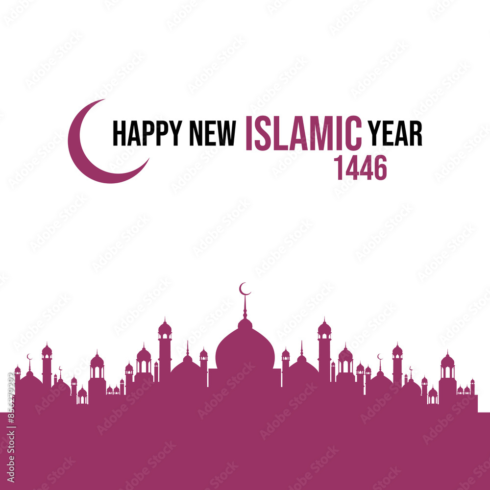 Happy New Islamic Year 1446 gift card and social media post design ...