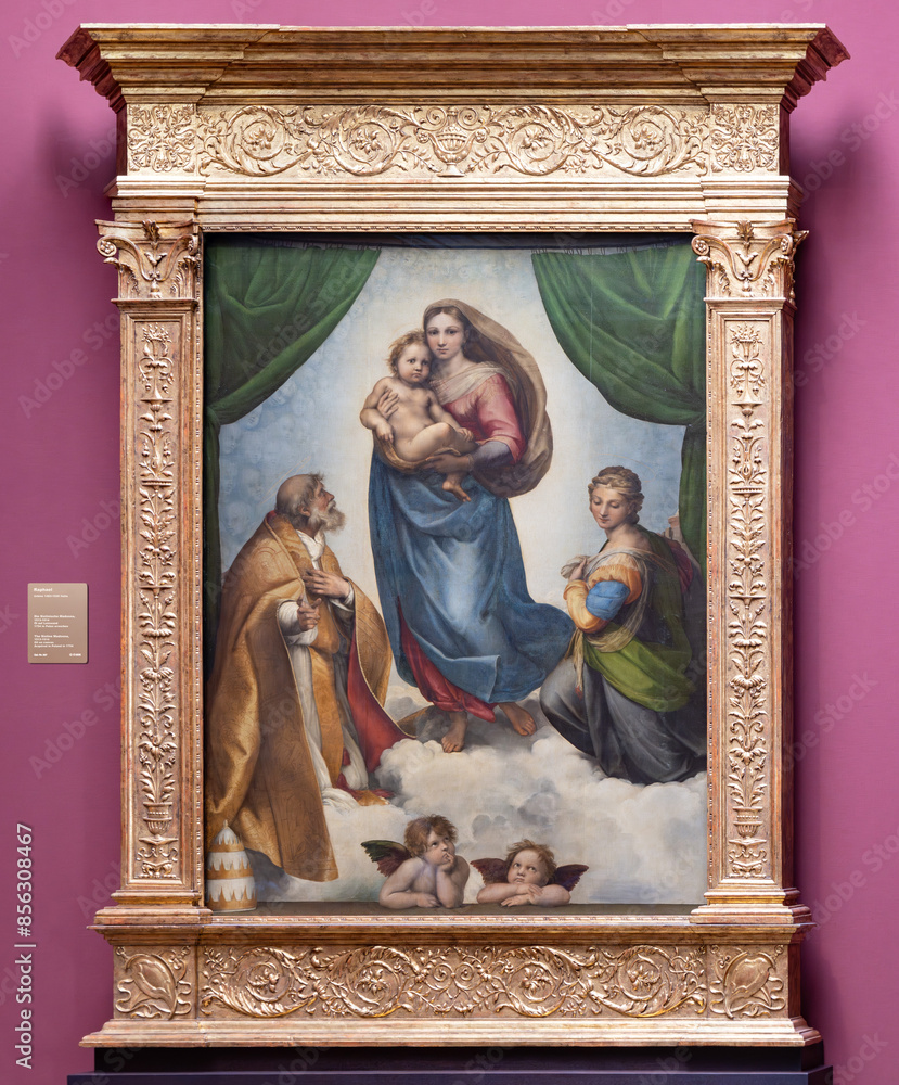 Painting named the Sistine Madonna, also called the Madonna di San ...