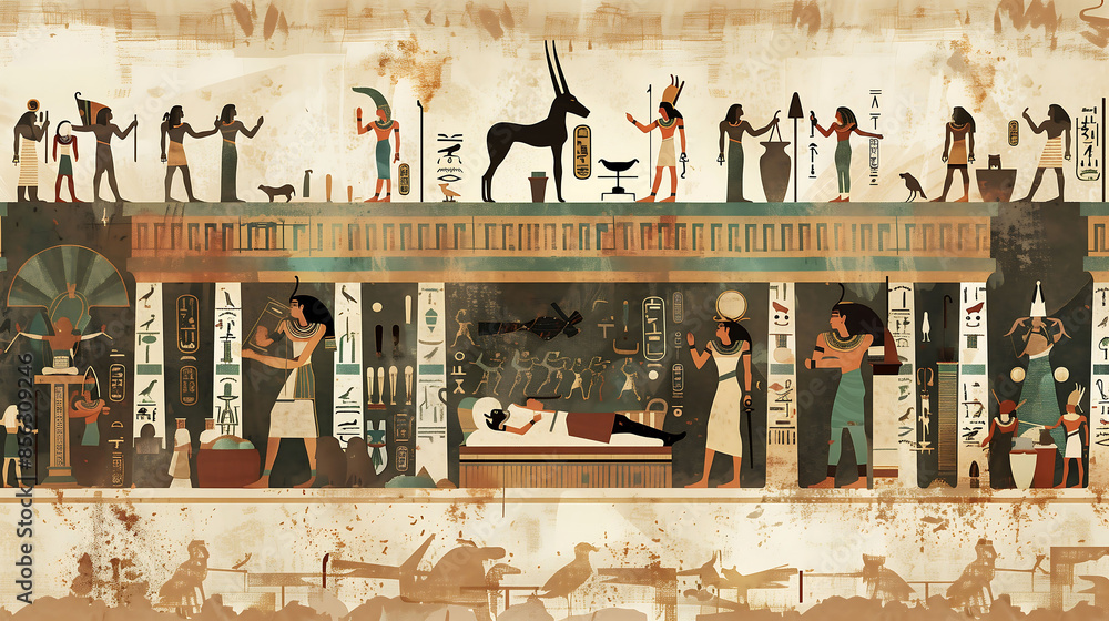 Ilustración de Stock Ancient Egypt. Mummification process. Concept of a ...