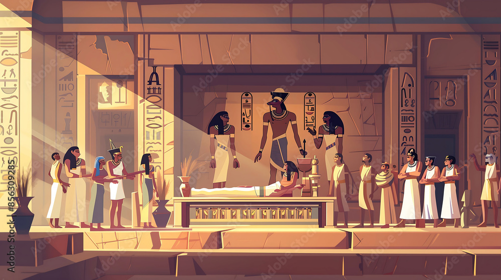 Ancient Egypt. Mummification process. Concept of a next world. Pharaoh sarcophagus. Egyptian ...