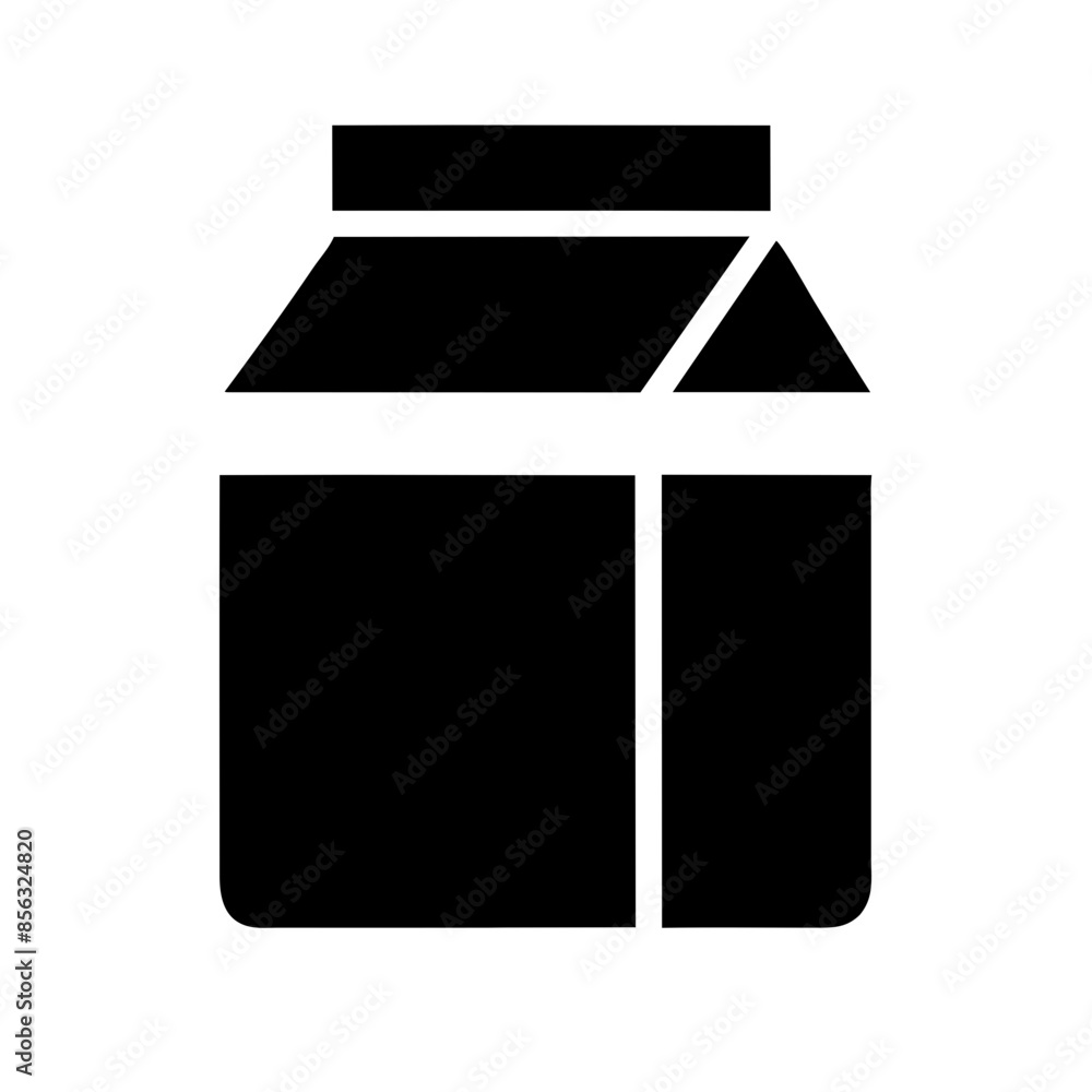 Black vector illustration of a milk carton on a transparent background ...