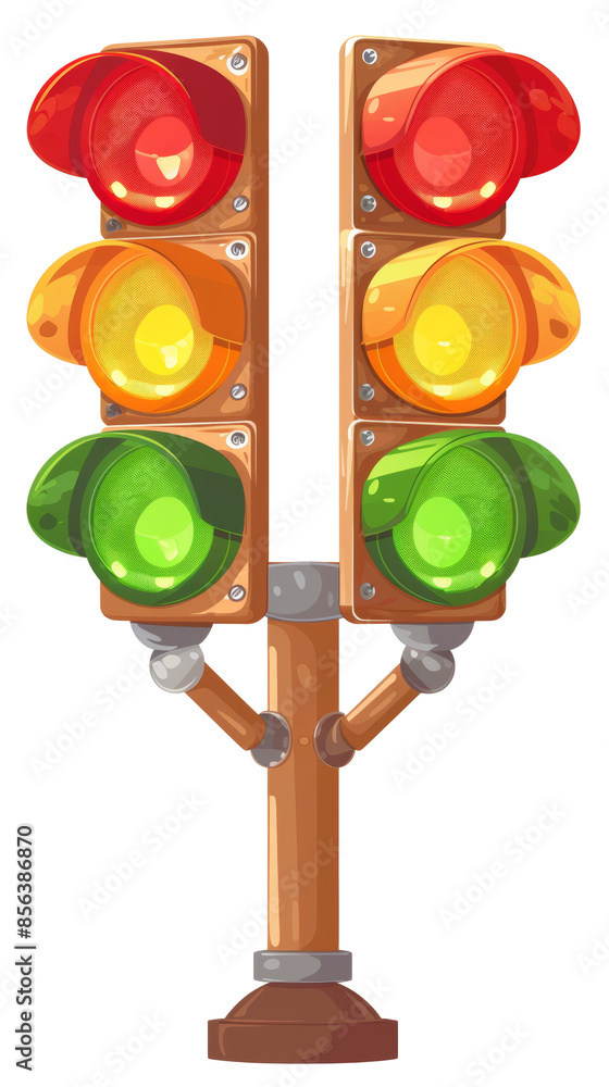 Cartoon traffic light with wood texture png isolated on transparent ...