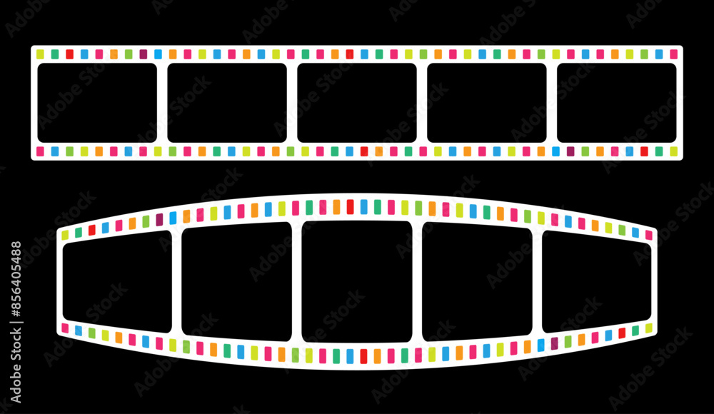White 35mm film reel vector design with 5 frames on black background ...