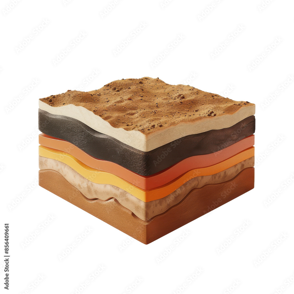 3D illustration showing geological layers of earth, representing ...