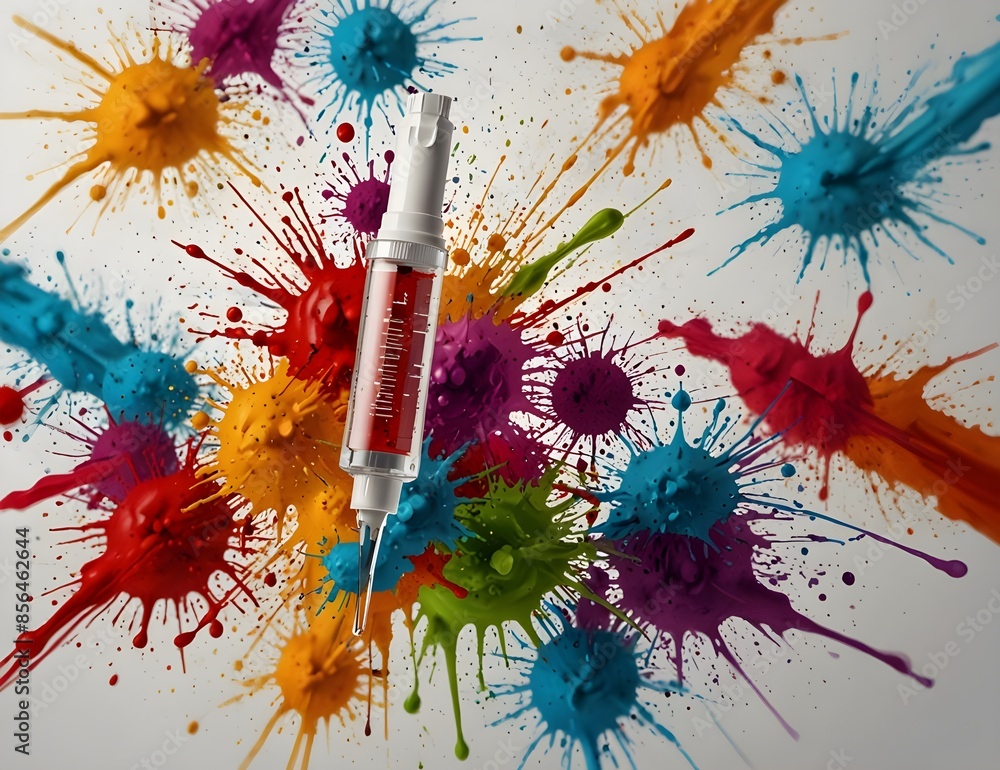world Immunization Week, April 24-30 , vaccine syringe on colorful ...