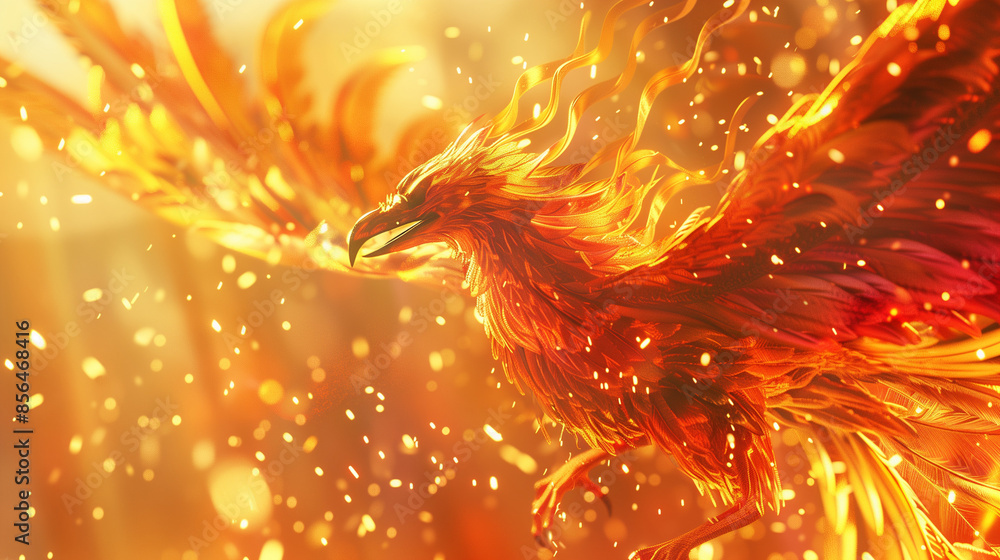Phoenix bird fire fantasy firebird abstract magic 3D eagle animal ...