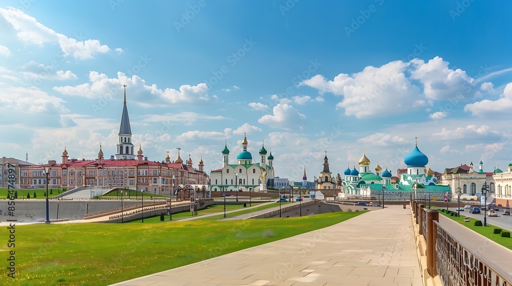 Kazan view Russia Scenery of nice green streets in old Kazan town ...