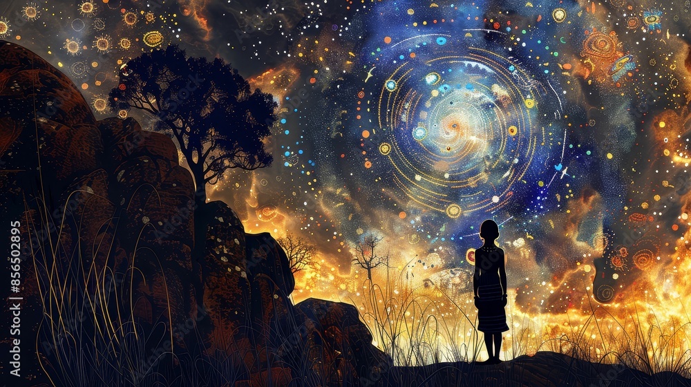 Australian Aboriginal storytelling under the stars, dreamtime paintings ...