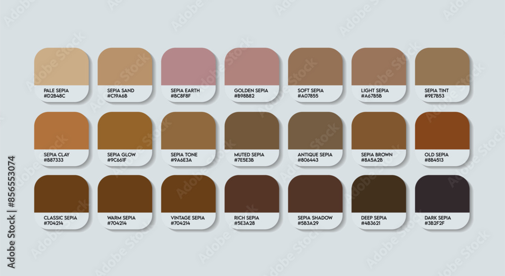 Sepia Color Palette, Sepia Color Guide Palette with Color Names ...