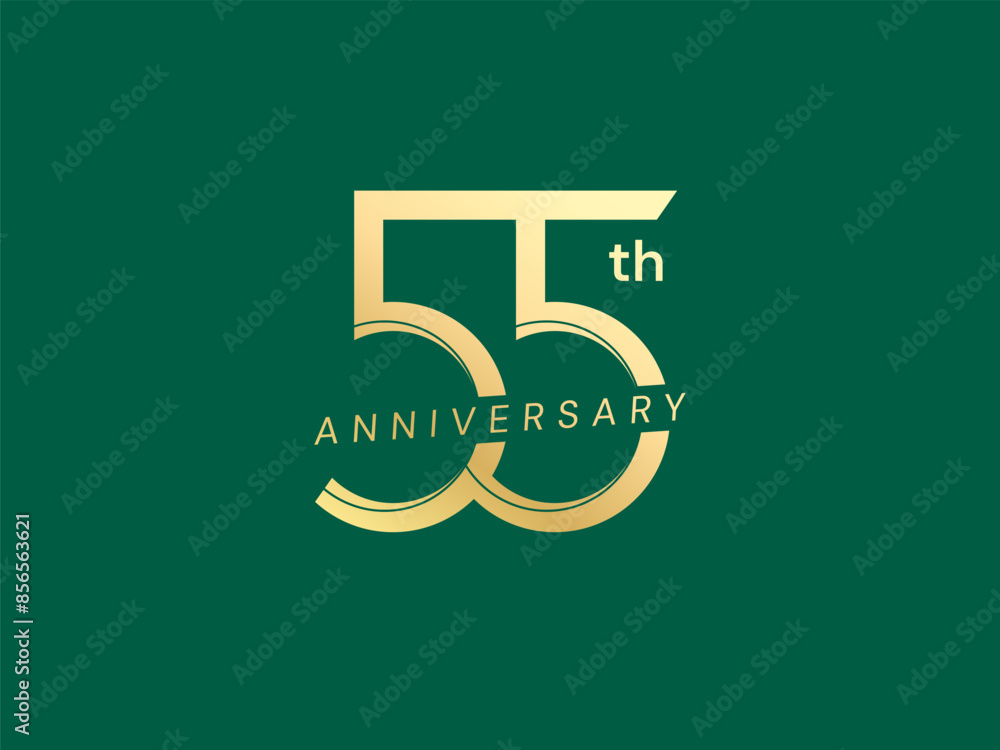 55th Anniversary luxury gold celebration with curved lines Overlapping ...