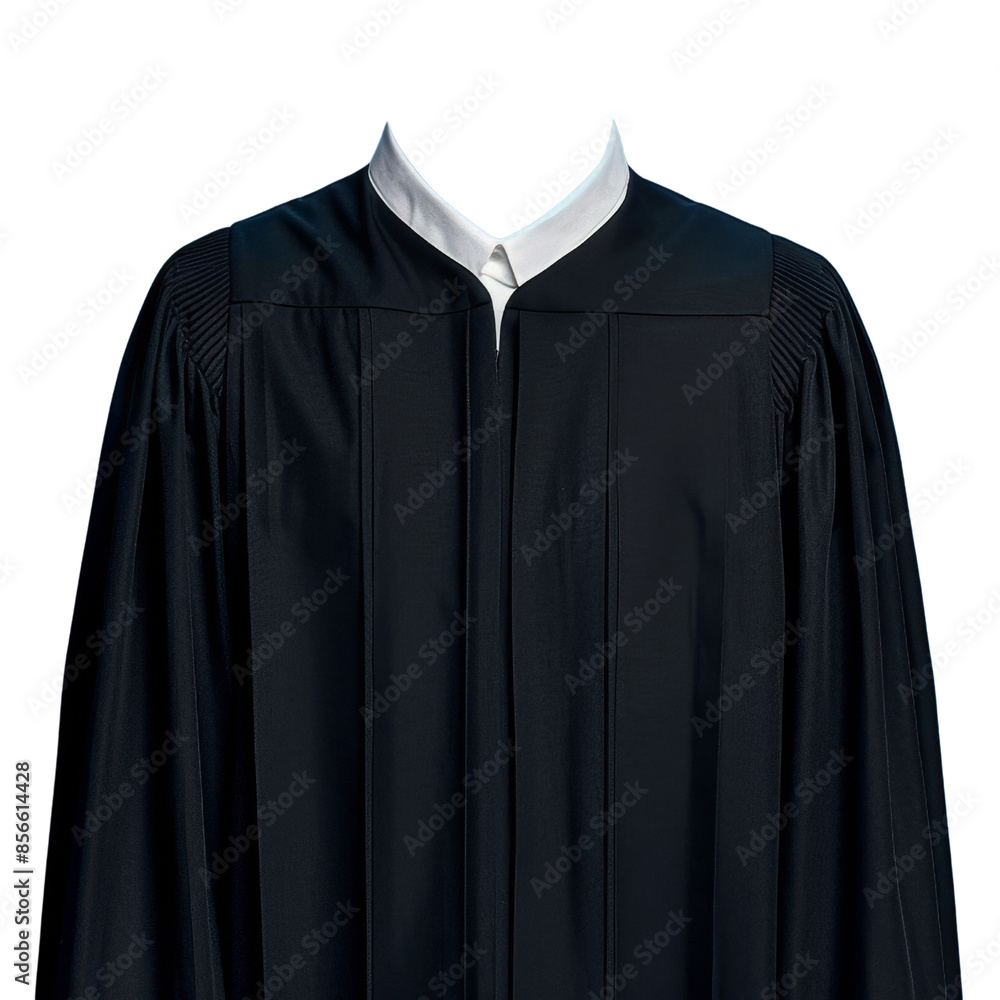 Judge black robe with pleated front and traditional design on ...
