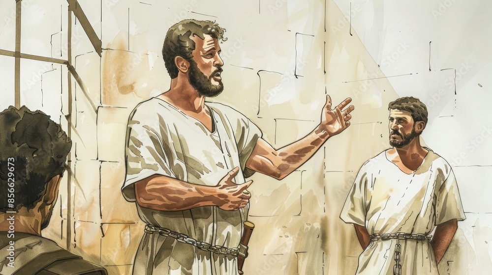 Apostle Paul in Chains Preaching to Roman Guards and Prisoners, Stark ...