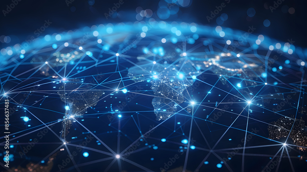 Global communication interconnection, where the bouncing light on the ...