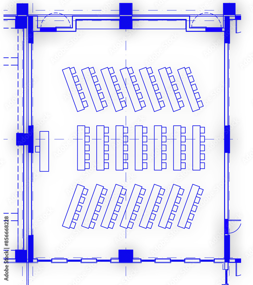2d architectural drawing illustration of a high school conference room ...