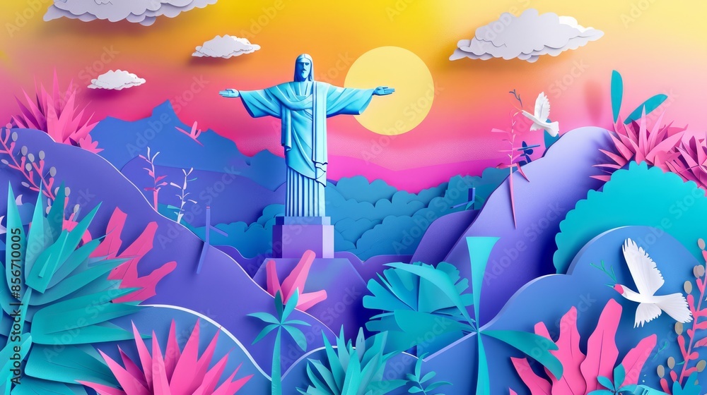 3D art paper wallpaper, Christ of Redeemer, Dagger Toure Den Tor. Jesus ...