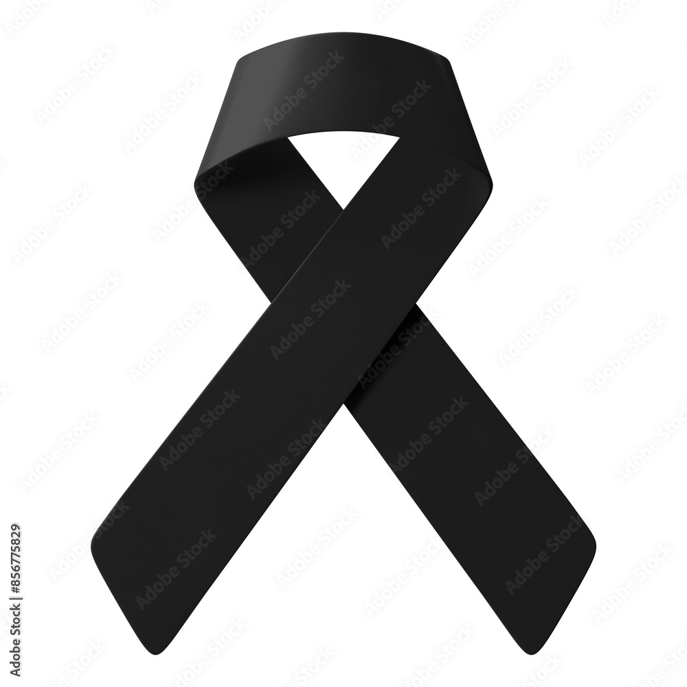 Black ribbon png 3D clipart, mourning symbol on transparent background ...