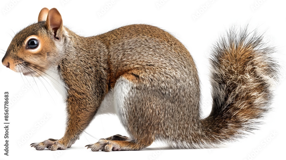 2. Design an isolated image of a squirrel in its entirety, emphasizing ...