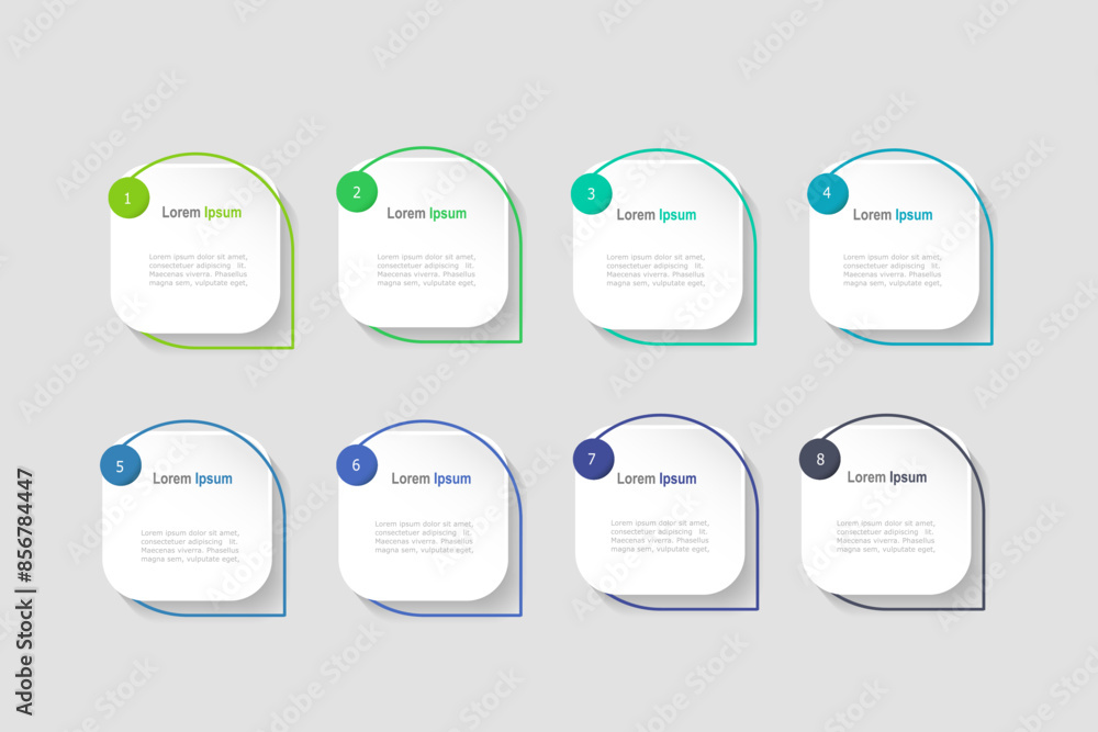 infographic elements template, business concept with 8 steps, multi ...