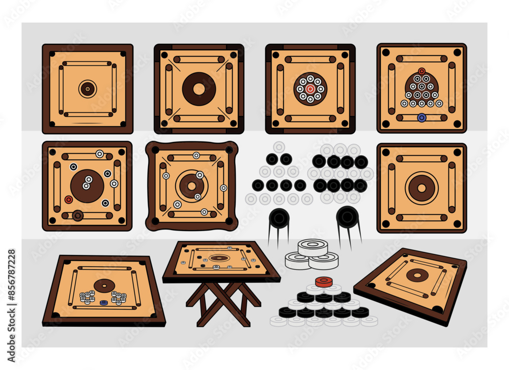 Vector de Stock Carrom Board SVG Clipart, Carrom Silhouette, Sports Svg ...