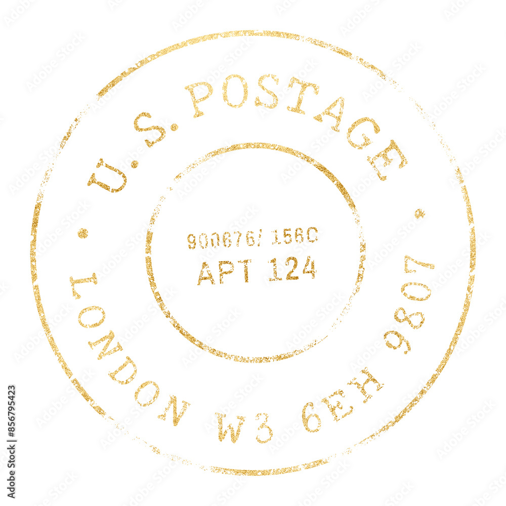 Vintage postage stamp png sticker, gold design, transparent background ...