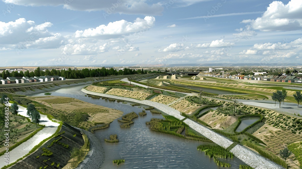 An ultra-sharp and clear 3D visualization of a flood control system ...