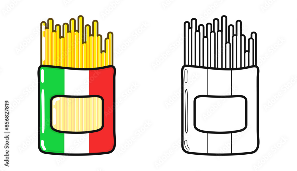 Pack Spaghetti character outline cartoon illustration for coloring book ...