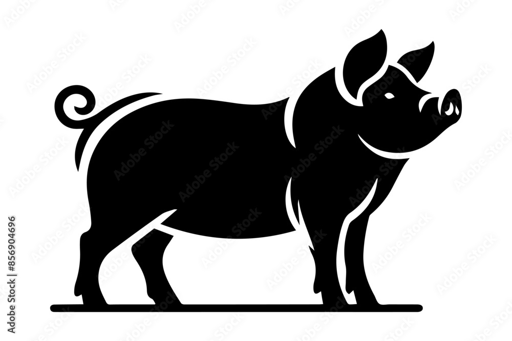 Pig, pork. Vintage logo, retro print, poster for Butchery meat shop ...