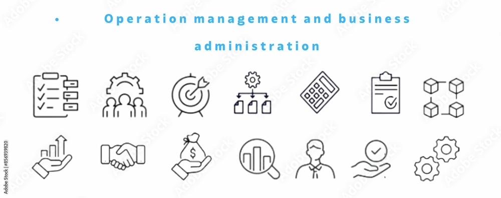 Operation management and business administration editable stroke ...