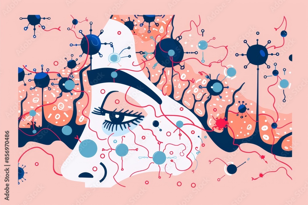 niacinamide regulating skin functions flat illustration molecular ...