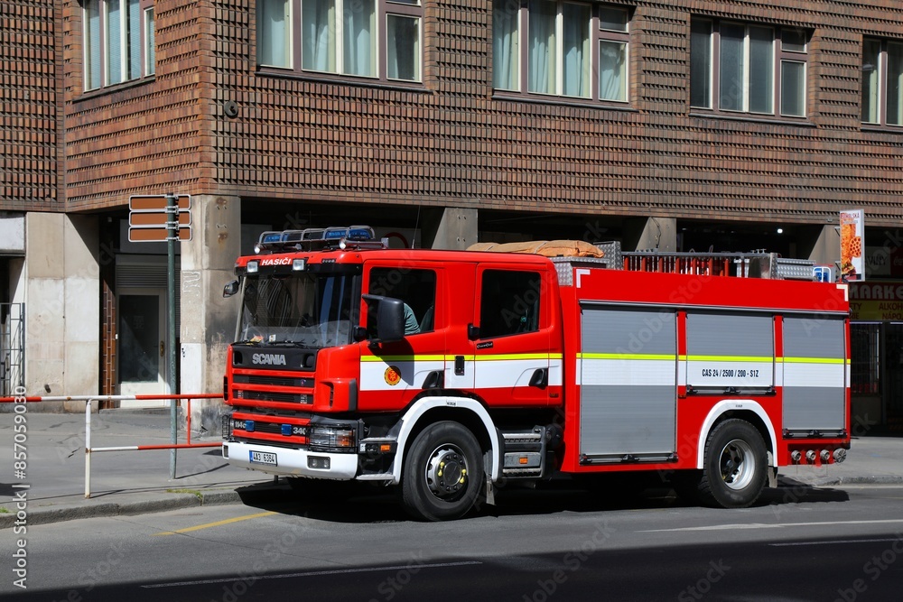 PRAGUE, CZECH REPUBLIC - MAY 5, 2024: Scania fire truck in Prague ...