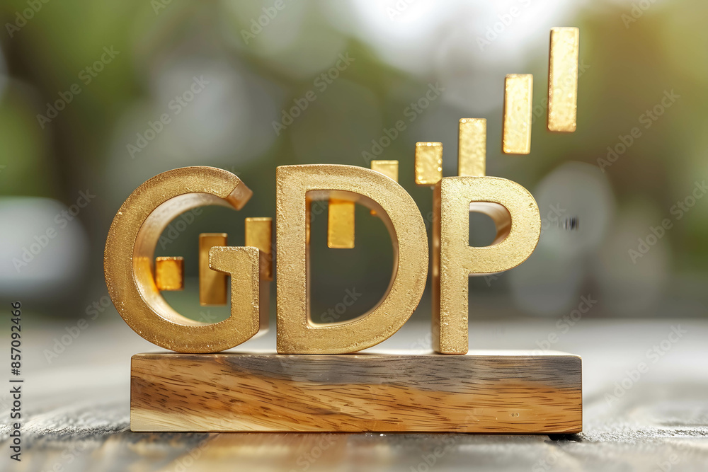 Growth in gross domestic product or GDP concept, word “GDP” and growth ...